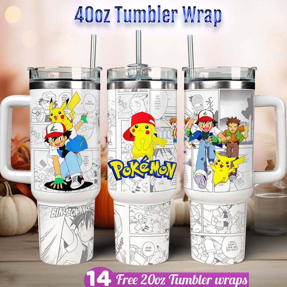 Pokemon Tumbler wrap Cartoon 40 oz Tumbler